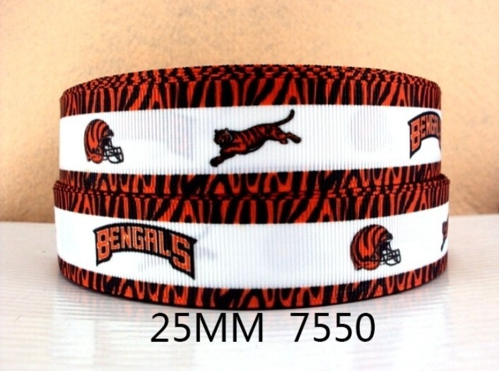 1" Grosgrain Ribbon 50 yard roll WHOLESALE Cincinnati Bengals Football ...