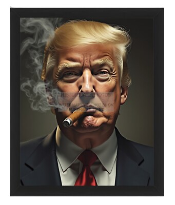 PRESIDENT DONALD TRUMP SMOKING A CIGAR BAD ASS 8X10 AI FRAMED PHOTO | eBay