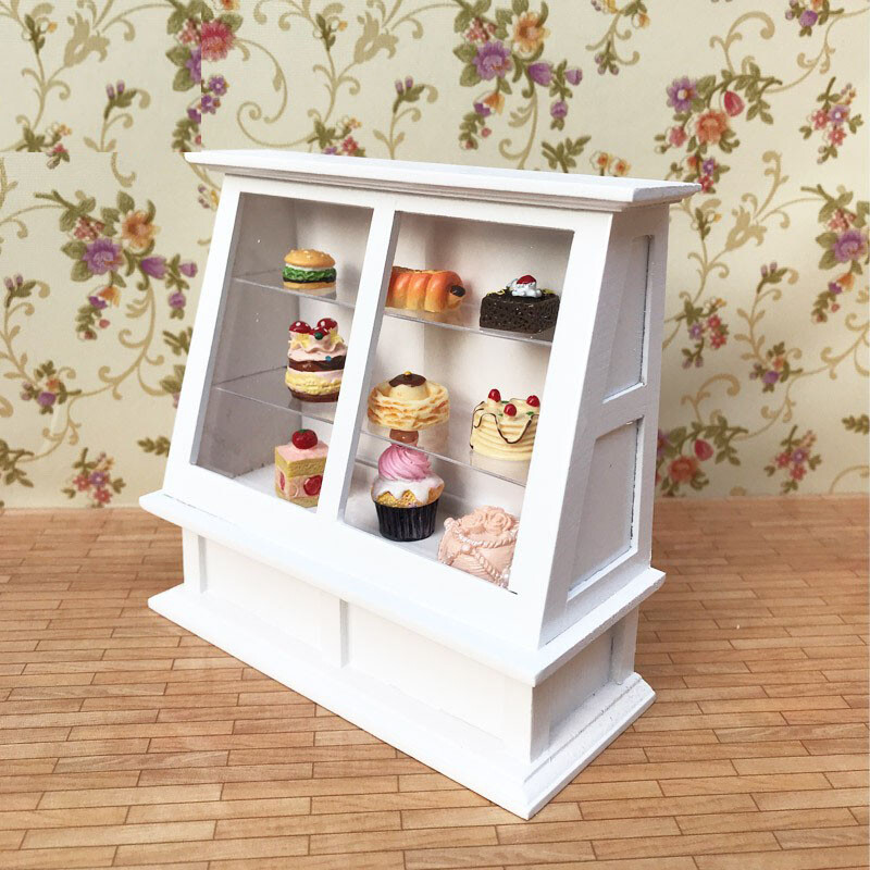 1/12 Dollhouse Miniature Food Bakery Display Shelf Cabinet Showcase ...