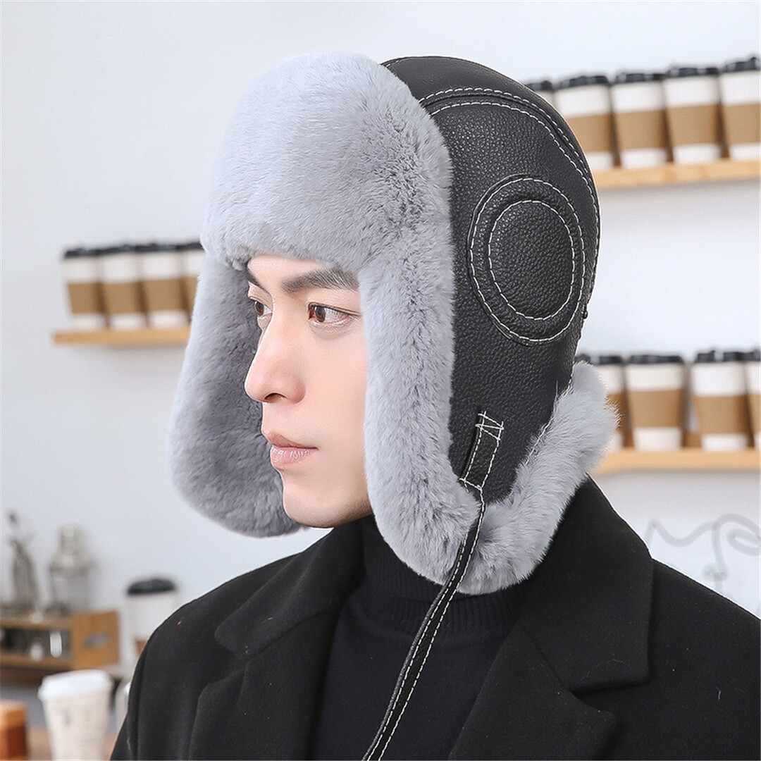 100% Real Rabbit Fur Hat Thicken Winter Warm Cap Ushanka Fashion ...