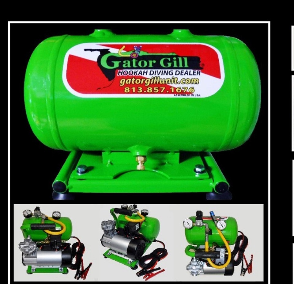 Hookah Diving raft with 12 Volt Elite dive pump 50' hose and Dive Rite ...