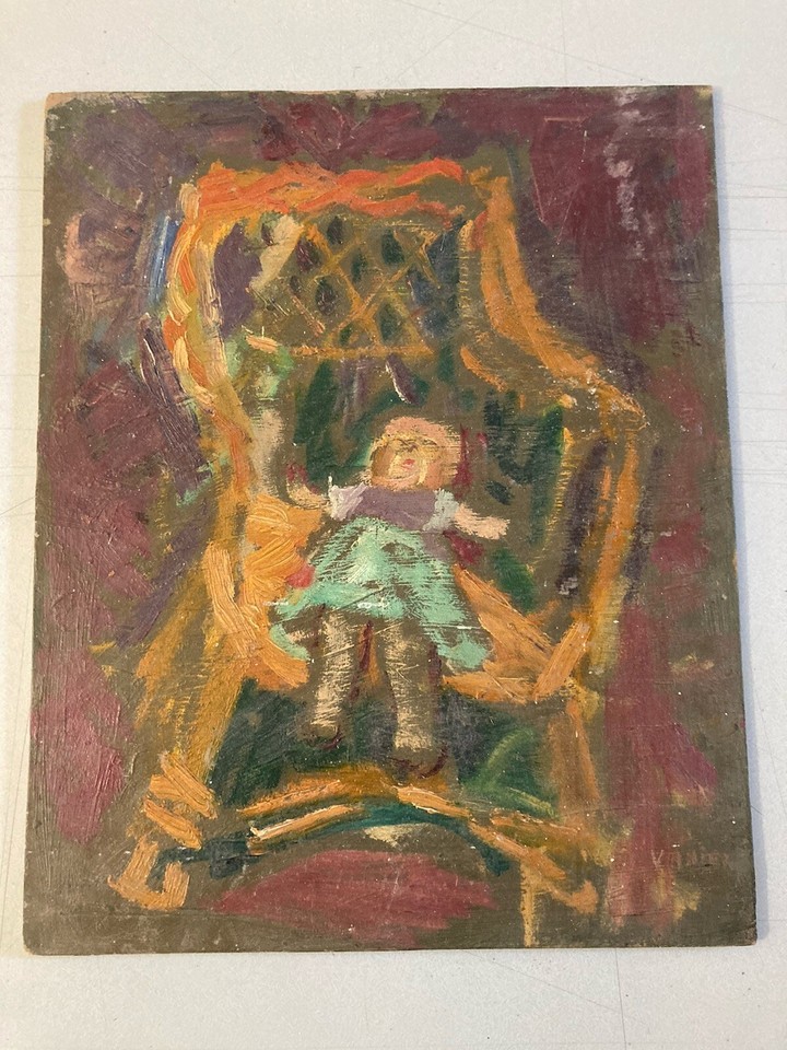 Very Pretty Painting Still Life Chair Doll Oil Panel Simon Claude ...