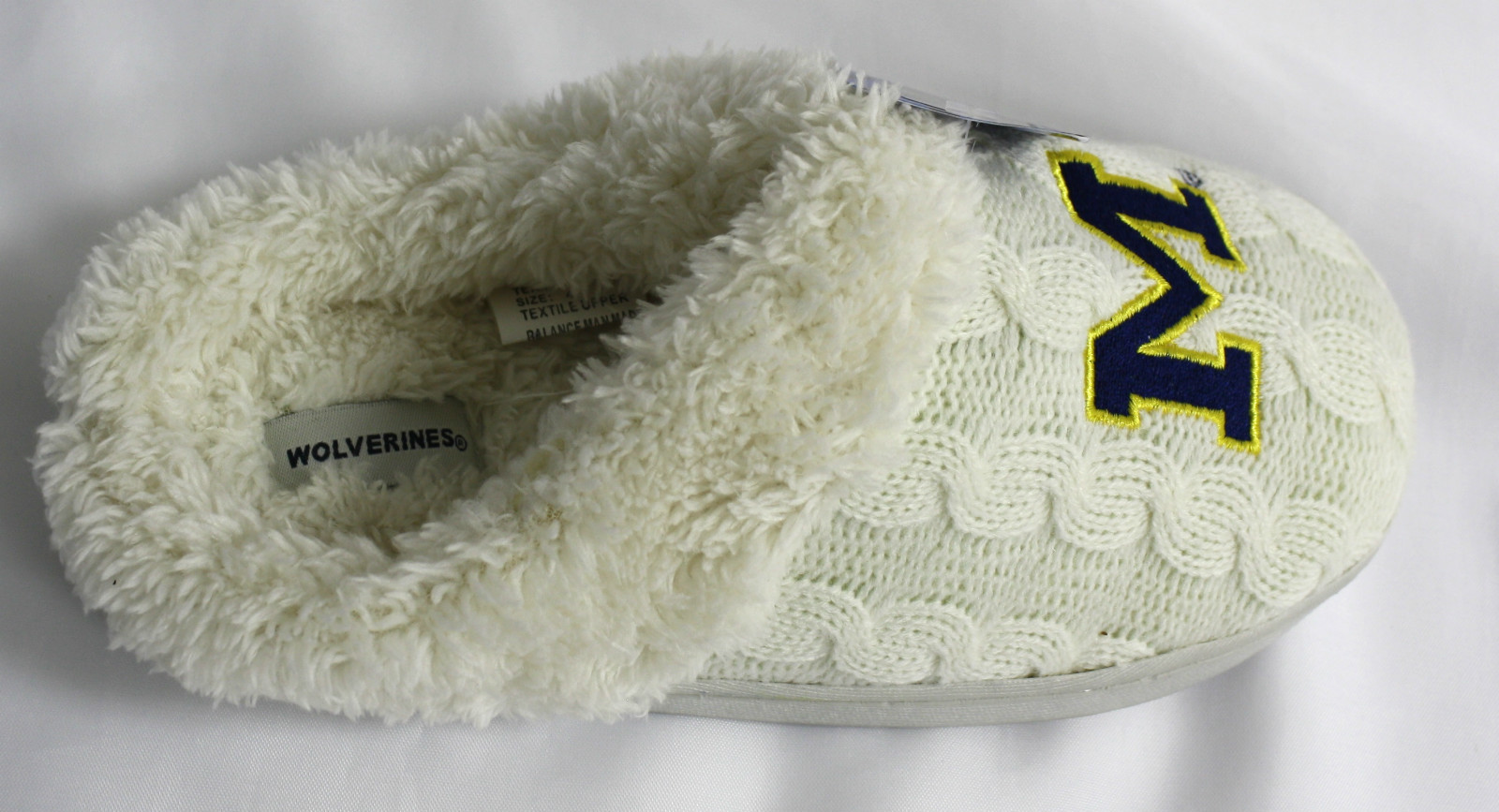 Campus Footnotes NCAA Kids Slippers Cream University of Michigan Scuff ...