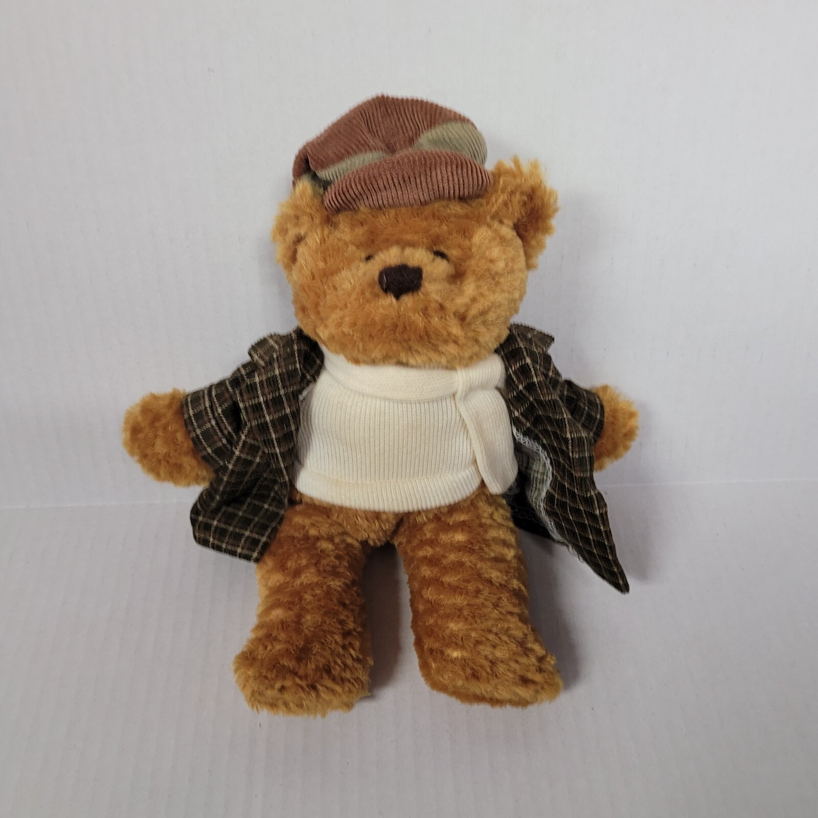 PLUSHLAND Brown Bear 9" Plush Stuffed Animal Toy Jacket Hat Vintage ...