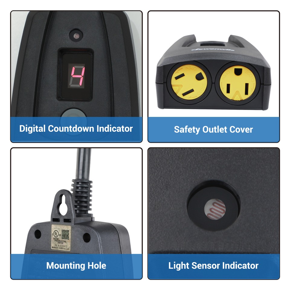 Waterproof Outdoor Timer Plug in Countdown for Christmas String Lights ...