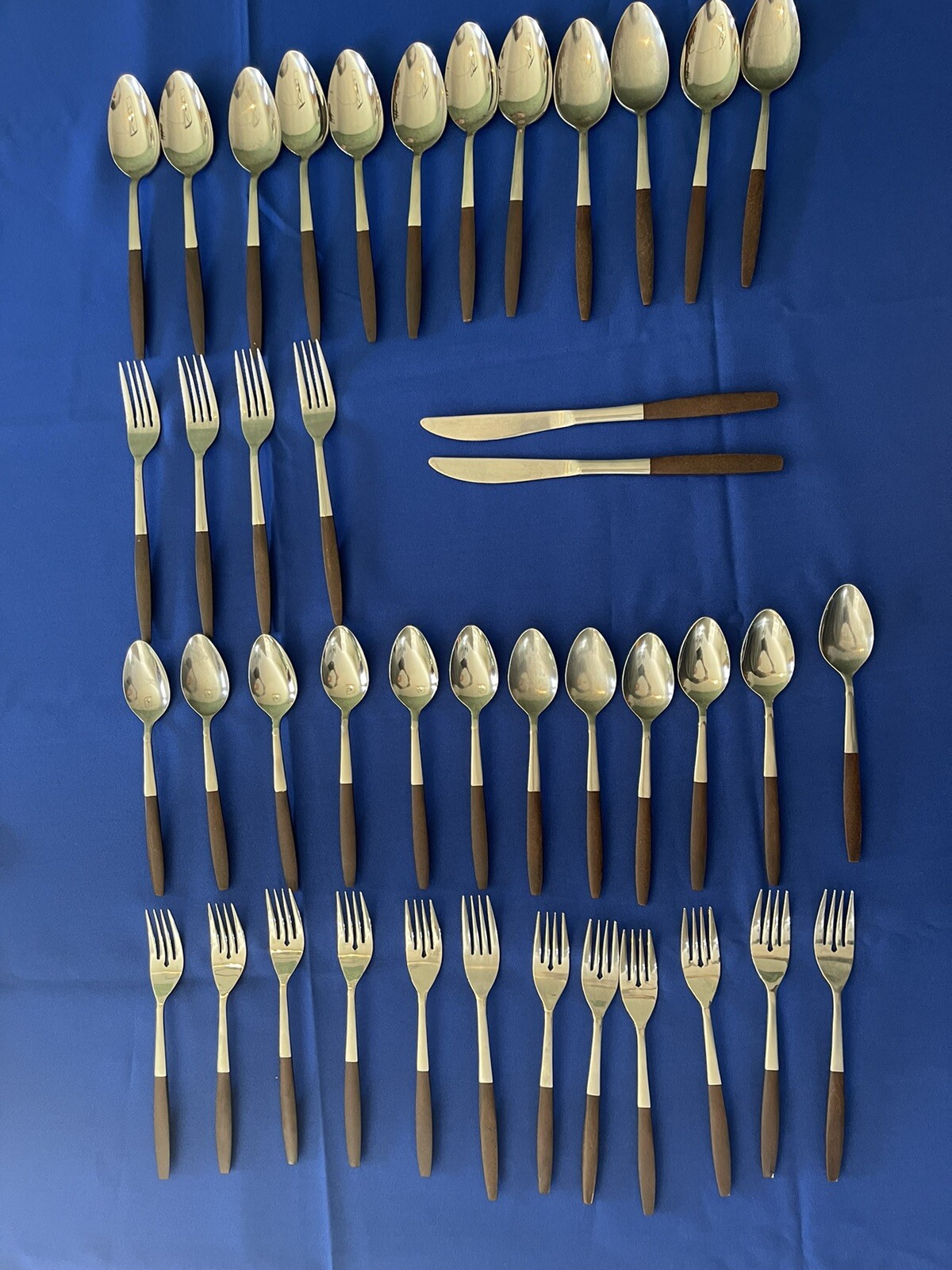 Interpur MCM Stainless Flatware 42 Piece Royal Elegance Foe Wood Handle Japan | eBay