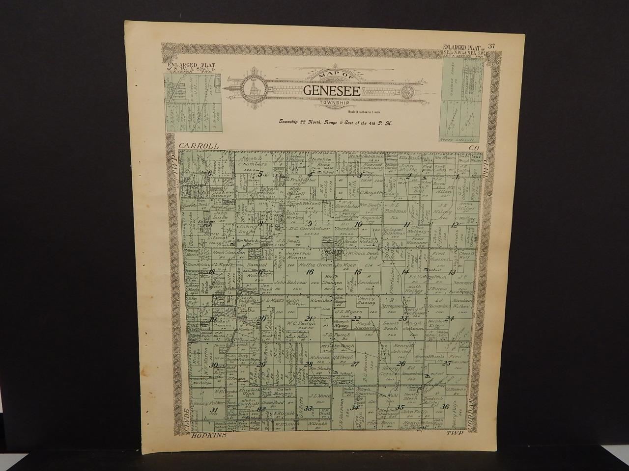 Illinois Whiteside County Map Genesee Township 1912 Z6#91 | eBay