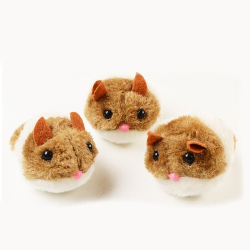 Pull String Mouse Vibrating Movable Interactive Toy Plush Mice for Cats ...