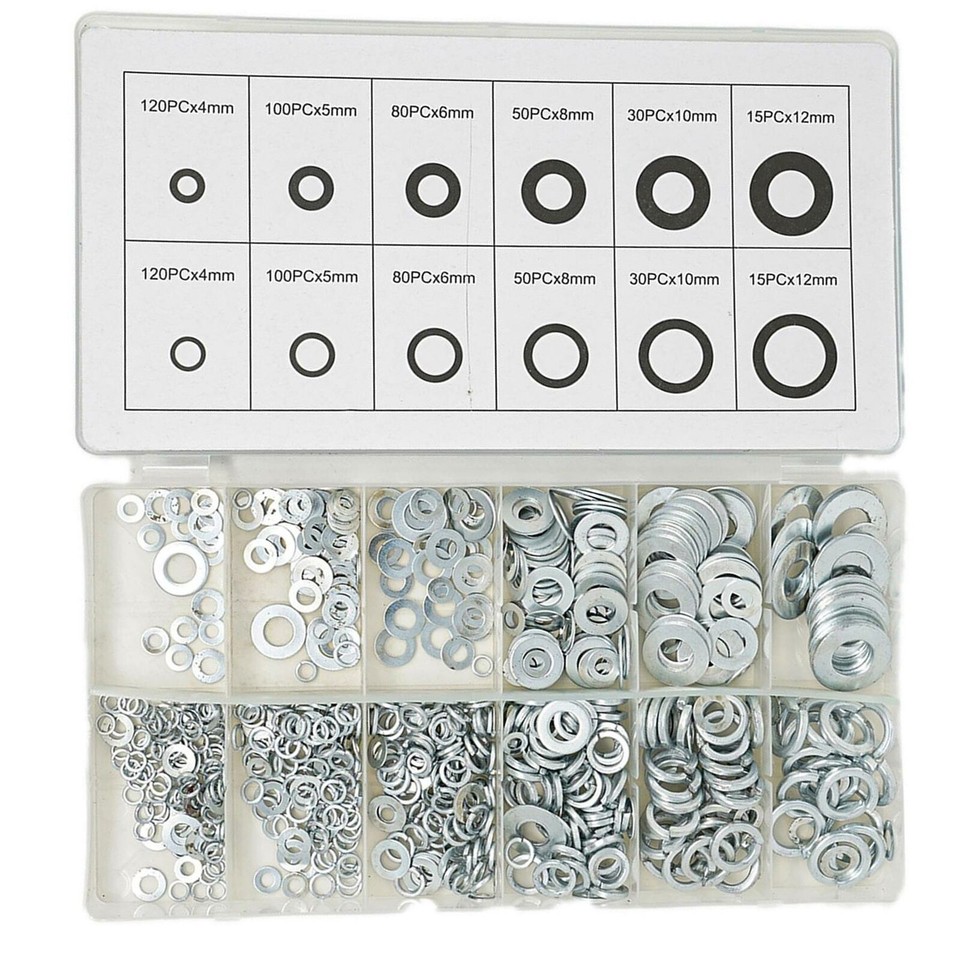 790 x STAINLESS STEEL ASSORTED FLAT WASHERS SPRING WASHERS FOR METRIC ...