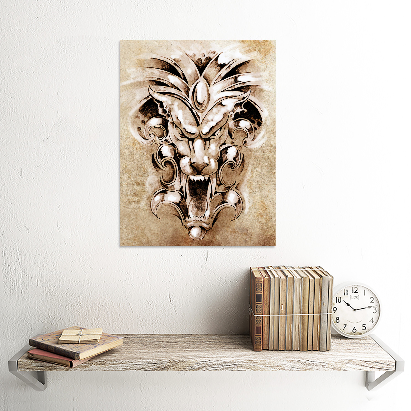 PAINTING ILLUSTRATION COOL GROTESQUE GARGOYLE TATTOO DESIGN ART PRINT ...