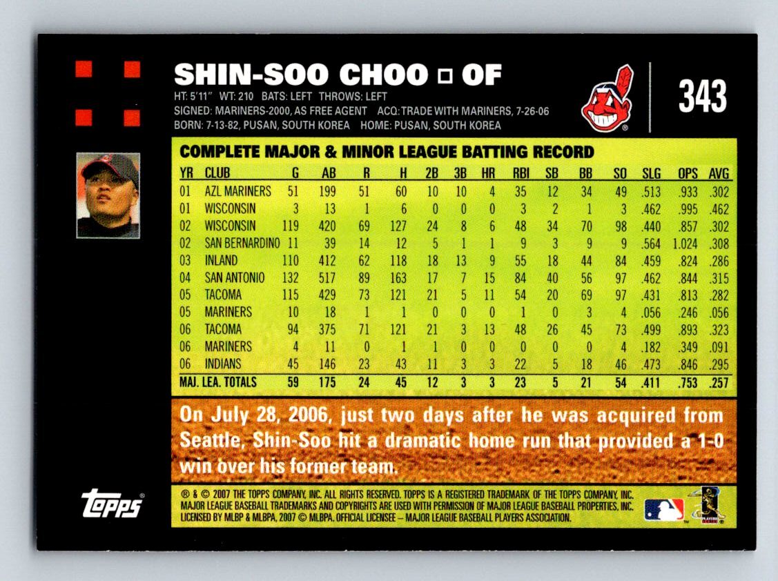 2007 Topps - #343 Shin-Soo Choo for sale online | eBay