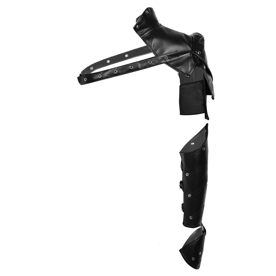 2Pc Steampunk PU Adjustable Metal Rivet Shoulder Armors with Arm Strap ...