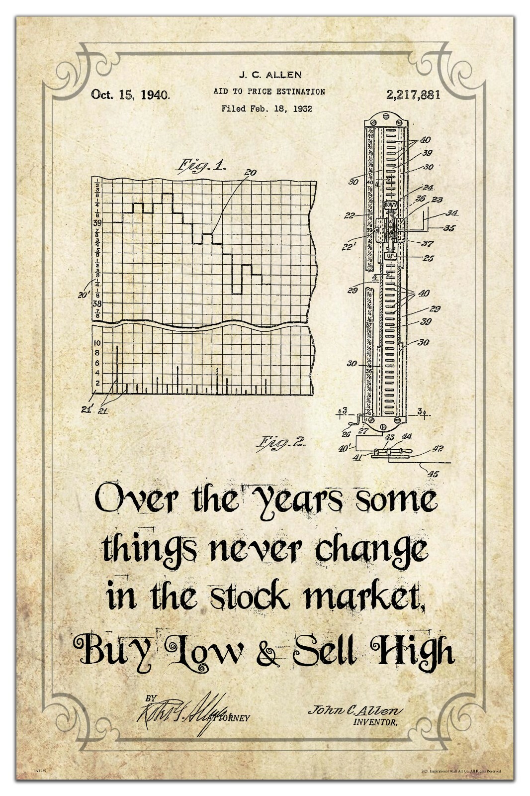 Vintage Stock Market Exchange Patent Art Print 11x17 Wall Street Office ...
