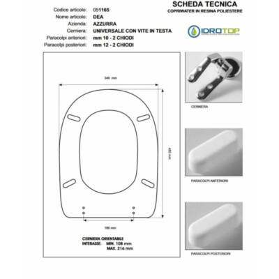 Copriwater VENERE-DEA-DIVINA Bianco Cerniera Rallentata Soft Close ...
