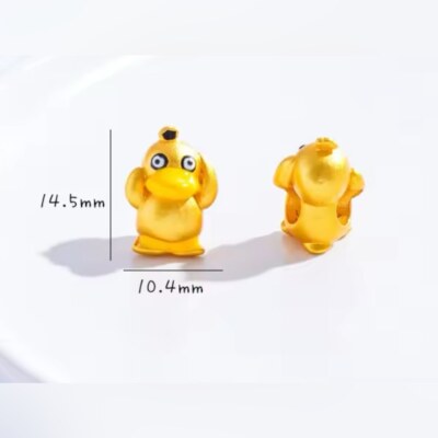 24K Gold Filled Pokemon Psyduck Charm Bead Pendant Anime Kawaii Pocket ...