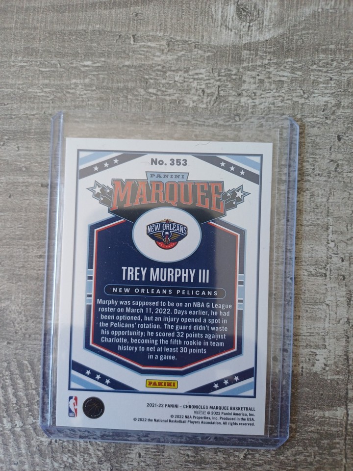 2021-22 Chronicles #353 Trey Murphy III Marquee Bronze - New Orleans ...