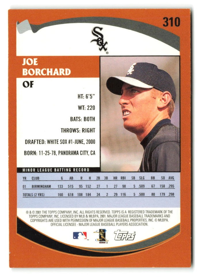 2002 Topps Joe Borchard #310 Chicago White Sox BASEBALL Card | eBay