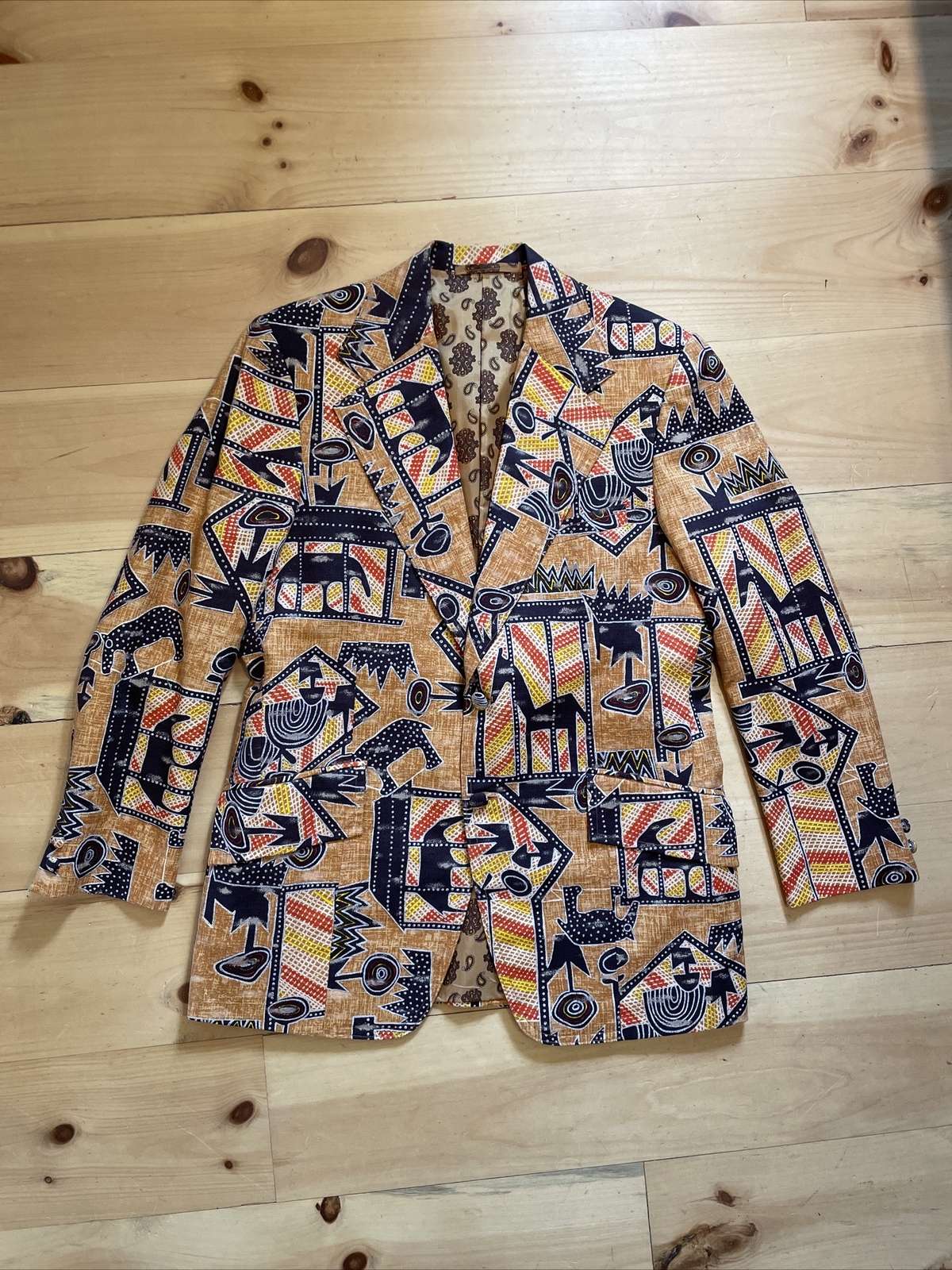 1960s Andy Mohan Hawaiian Print Cotton Bark Cloth Sui… - Gem
