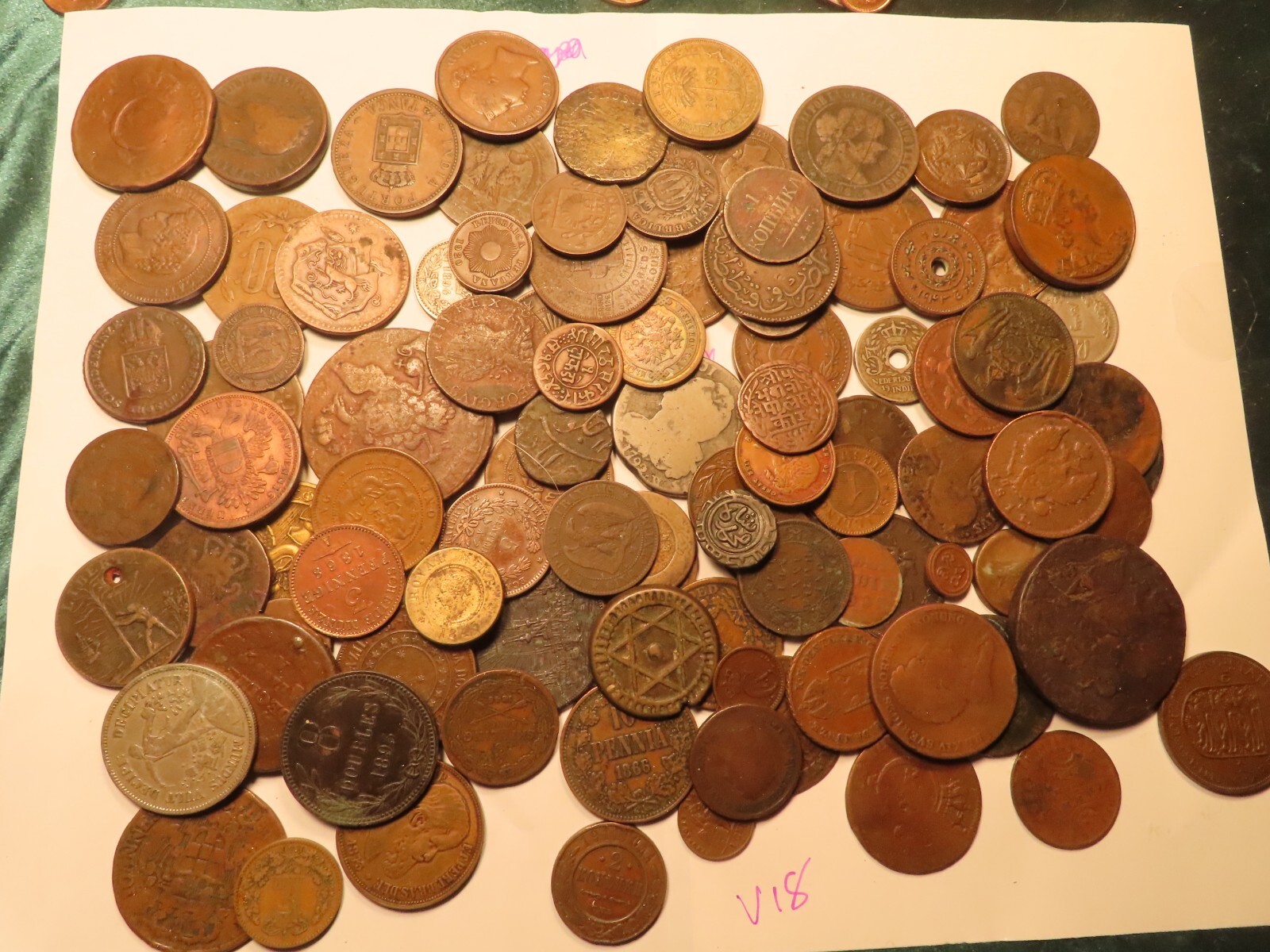 V18 Copper Coins of the World Older, Scarcer, Bigger Mixed Group 100 ...