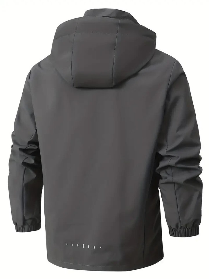 Mens Waterproof Windbreaker Rain Jacket Hooded Soft Shell Outdoor Grey ...