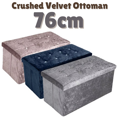 76cm Folding Ottoman Storage Box Pouffe Seat Stool Foot Storage Unit ...