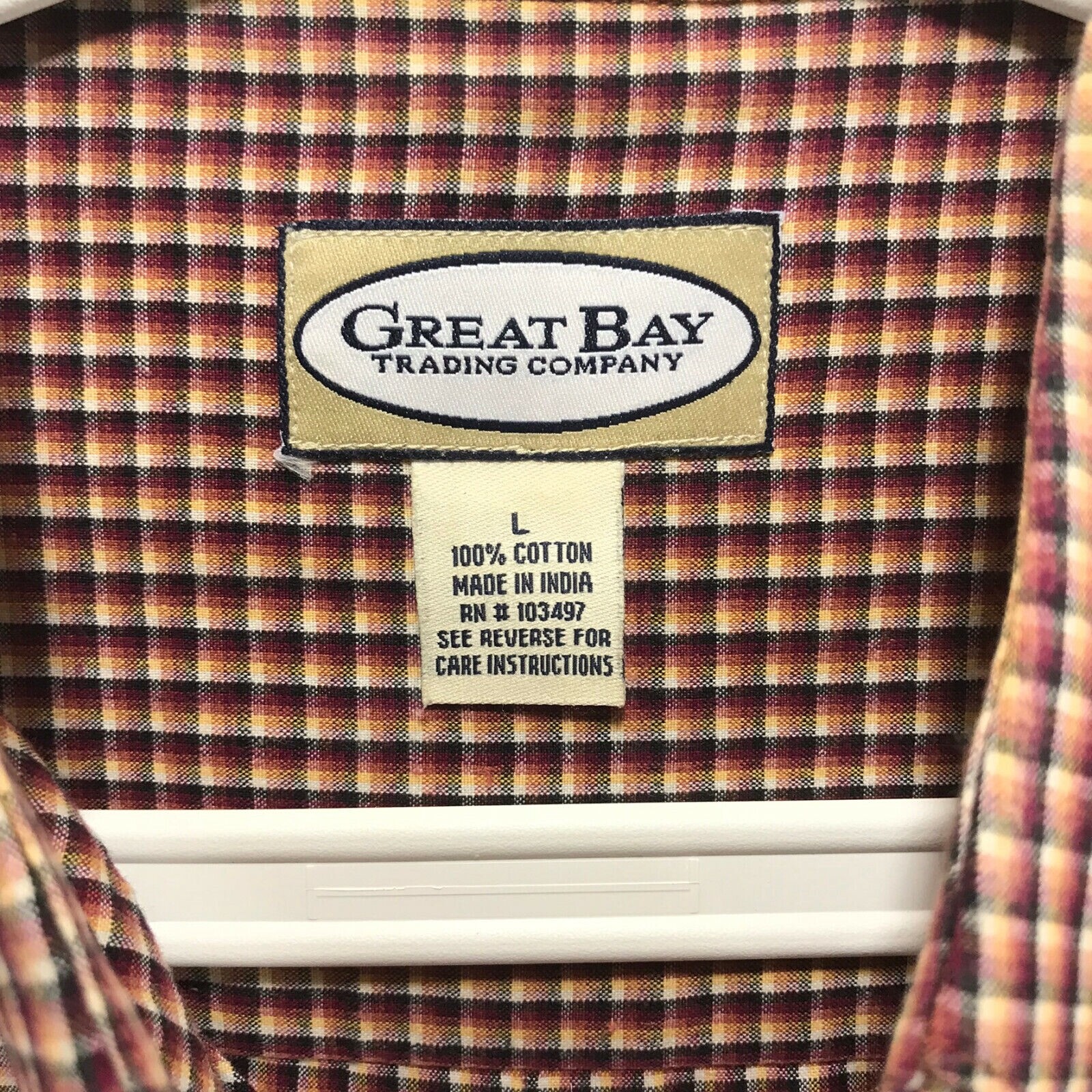 Great Bay Trading Co Mens Large Button Down Shirt Red Orange Check ...
