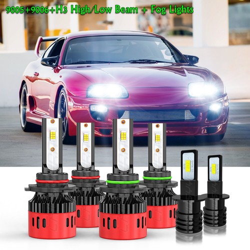 For Toyota Supra 1994-1998 6X LED Headlight Bulbs High Low Beam + Fog ...