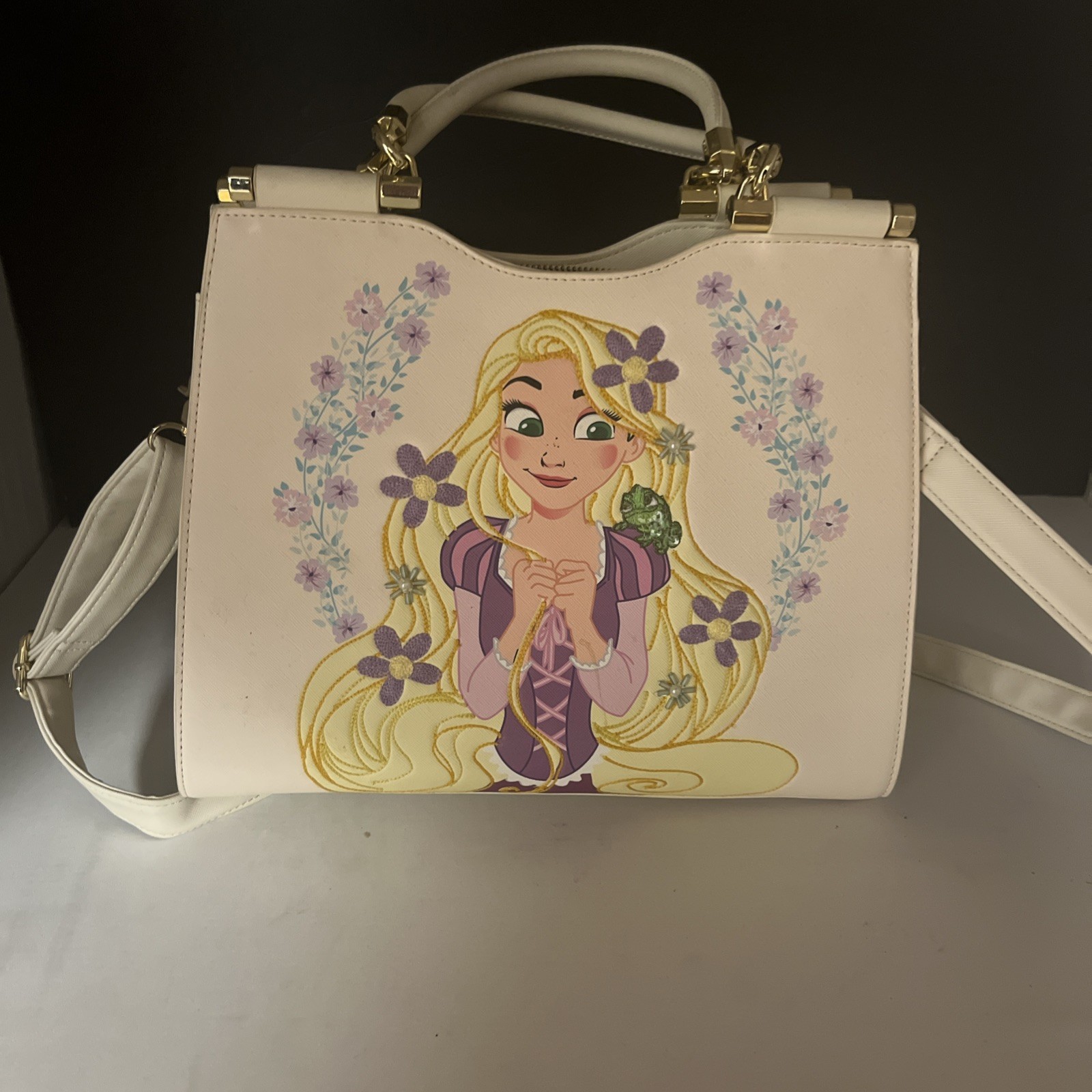 Loungefly Disney Tangled Rapunzel Floral Embroidered Crossbody Handbag ...