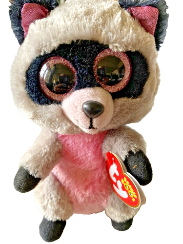 Ty plush Beanie Boos plush ROCCO Raccoon 6 Inch NEW Pink Black Gray ...