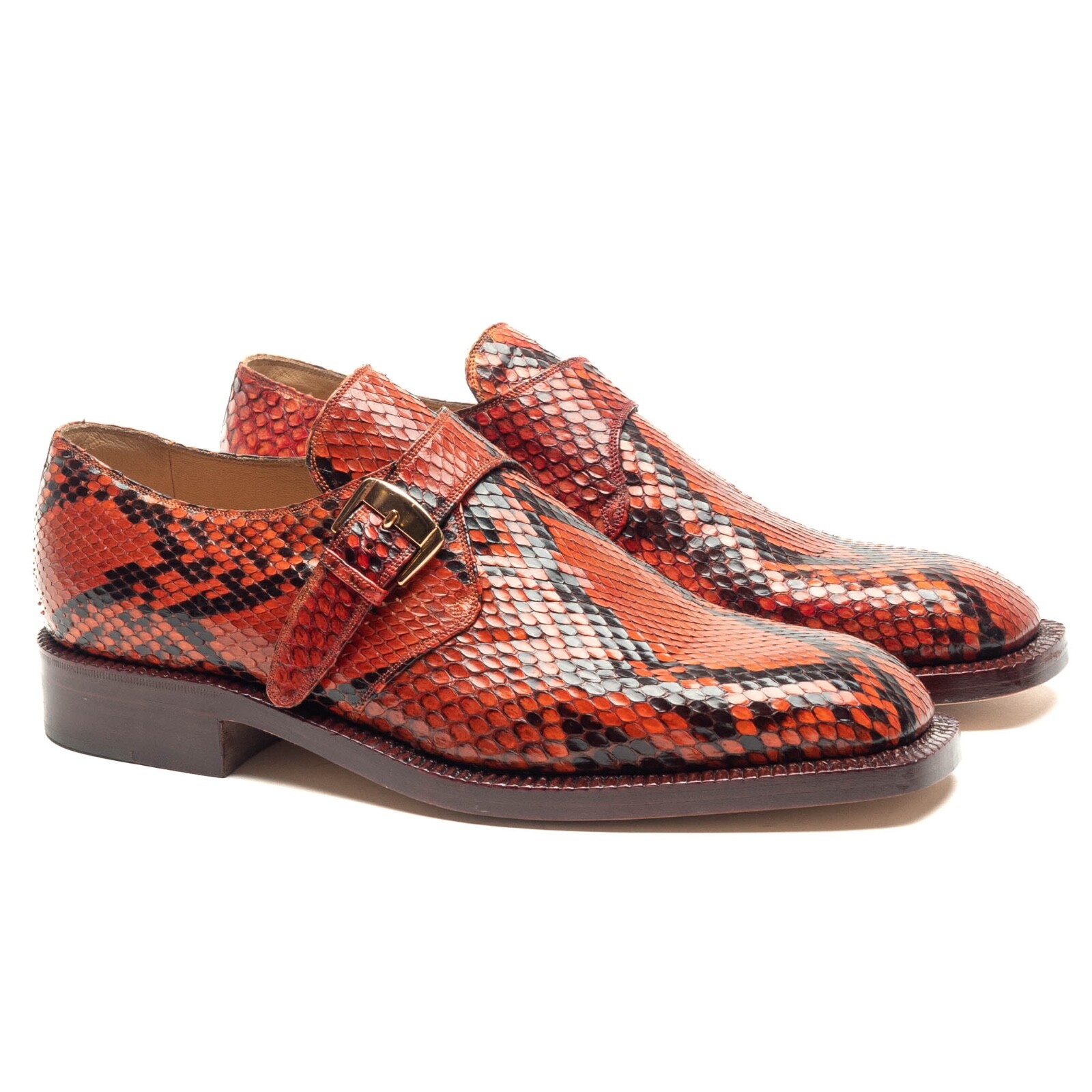 7K$ SILVANO LATTANZI Python Snake Shoes Monk Strap UK: 8 US: 9 EU: 42 ...