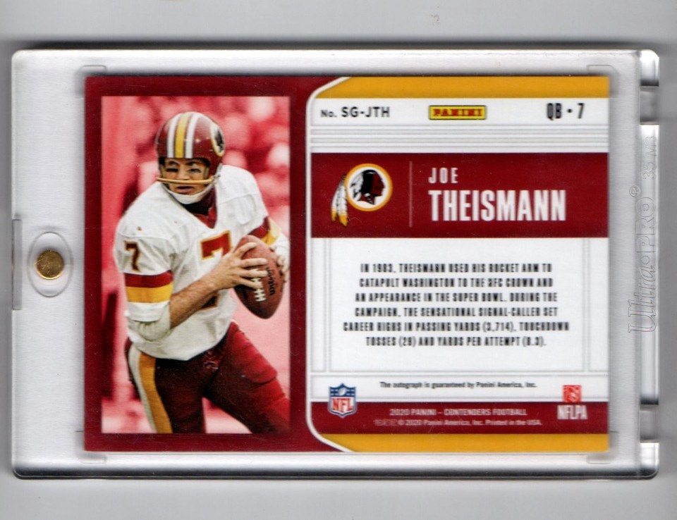 2020 Panini Contenders Joe Theismann Auto 21/25 Washington Redskins #QB ...