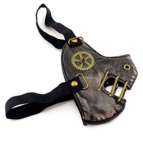 Punk PU Leather Mask Goth Half Face Cosplay Mask for Carnival Bar ...