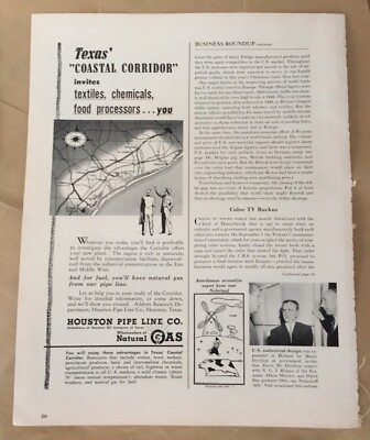 Houston Pipe Line print ad 1950 vintage illustration gas Texas ...