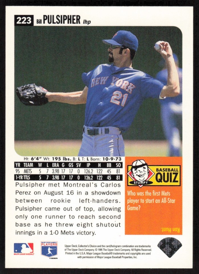 1996 Collector's Choice #223 Bill Pulsipher New York Mets | eBay