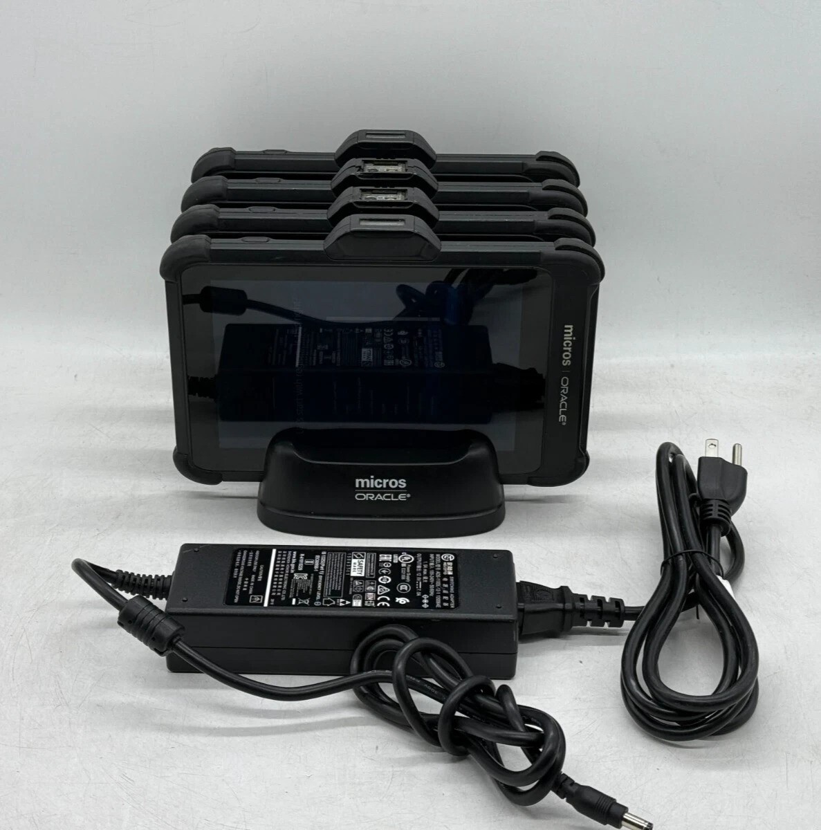 LOT OF 4 MICROS ORACLE 721P W/ W10 AND 4BAY CHARGER ORACLE MICROS 721 P ...