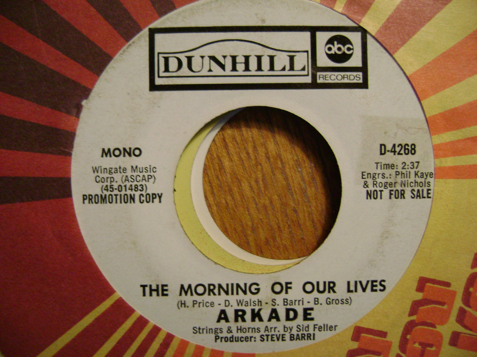PROMO DUNHILL ABC 45 RECORD/ ARKADE / MORNING OF OUR LIVES / VG / FUNK ...