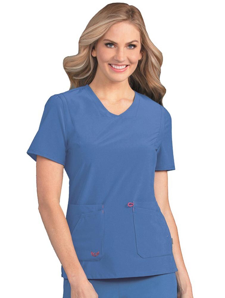 Smitten Scrubs Women's 2 Pocket Slim Fit Super Stretch V-Neck Medical ...