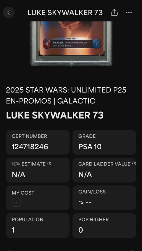 Star Wars Unlimited Luke Skywalker Showcase Galactic Championship PSA ...