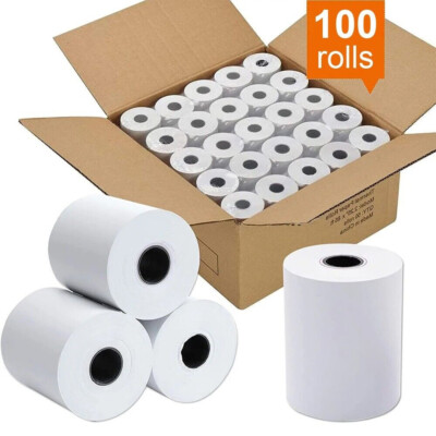 100 Rolls 57x40 Thermal Rolls Cash Credit Card Machine Receipt Paper ...