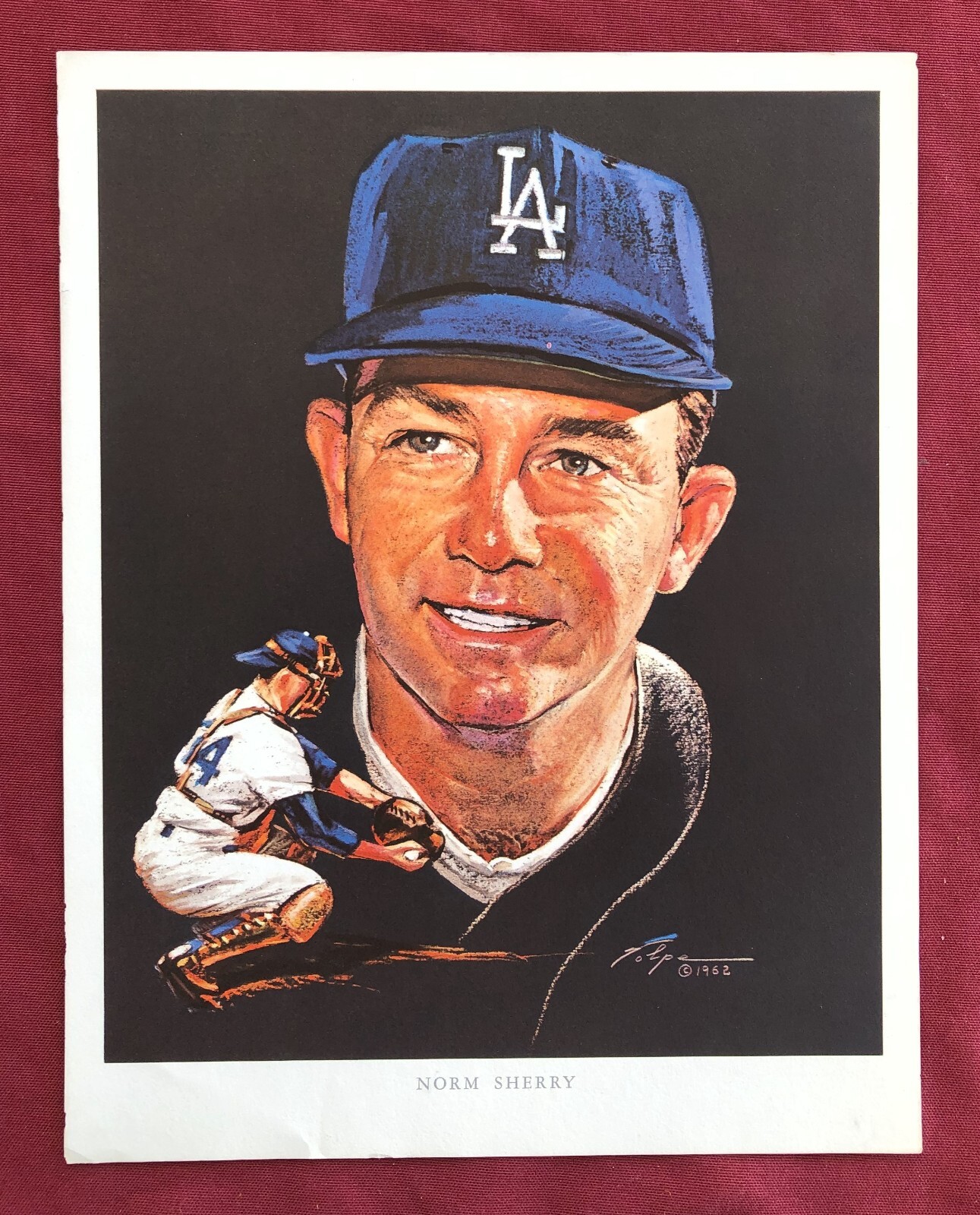 L A DODGERS NICHOLAS VOLPE UNION 76 PRINT 8 1/2 X 11 1962 NORM SHERRY ...
