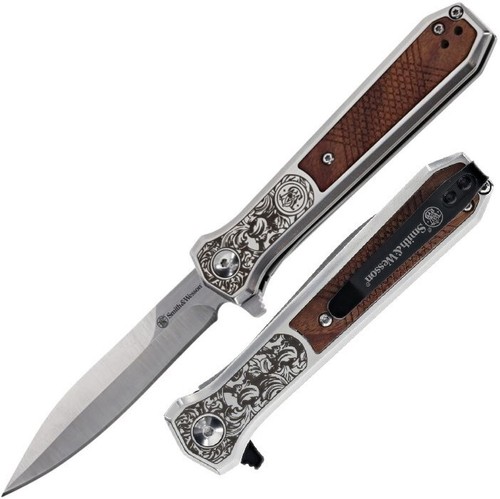 Smith & Wesson Unwavered Folding Knife 3.¼ False Edge Stainless Blade ...