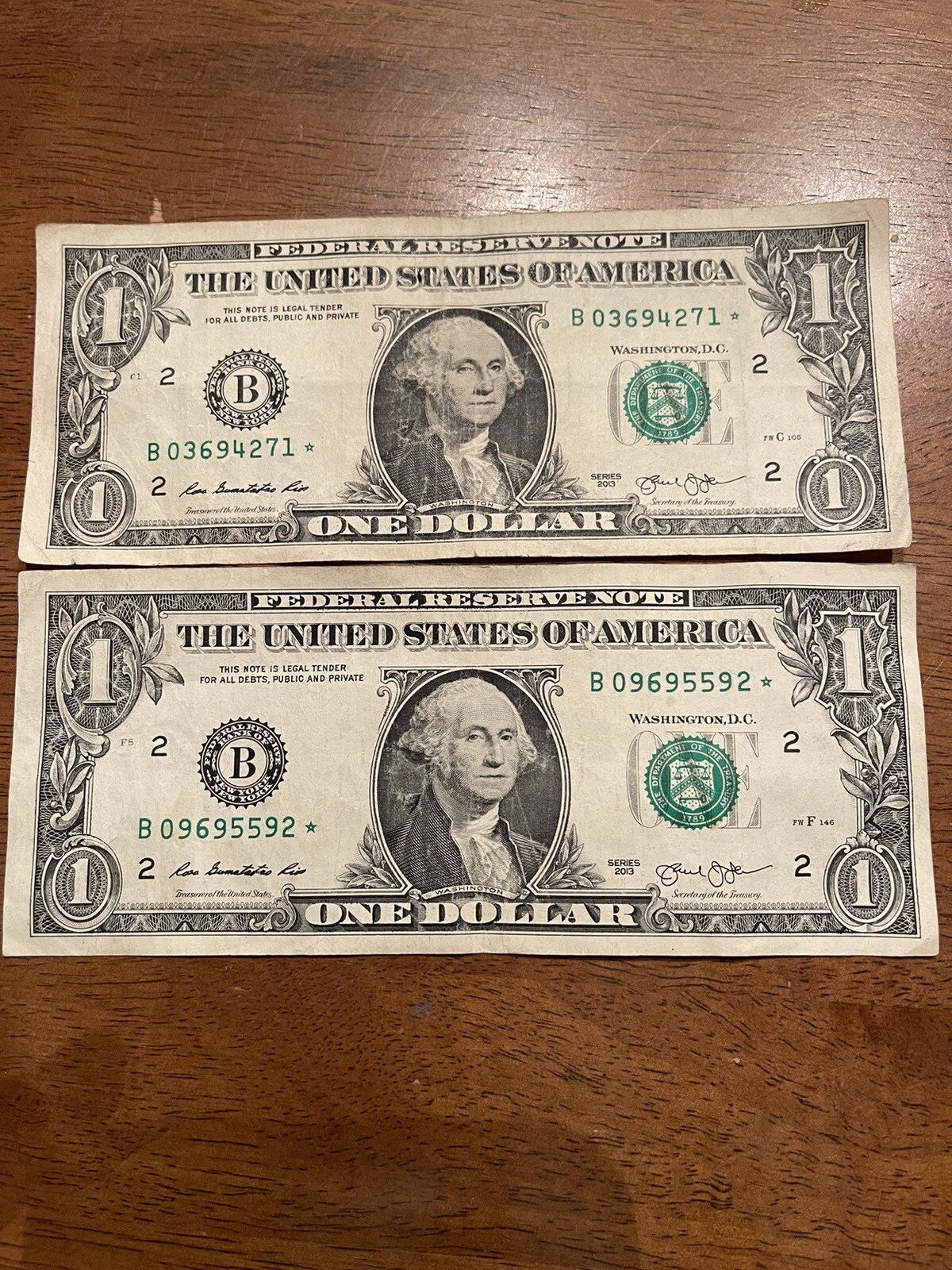 1$ 2013 B star note duplicate series B03694271* ——B09695592* | eBay