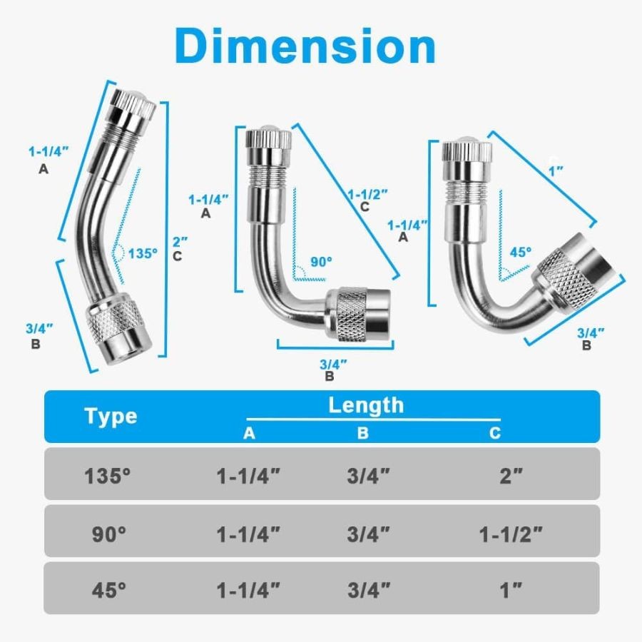 6pcs Tire Valve Stem Extenders - Dually Valve Stem Extensions (45 ...