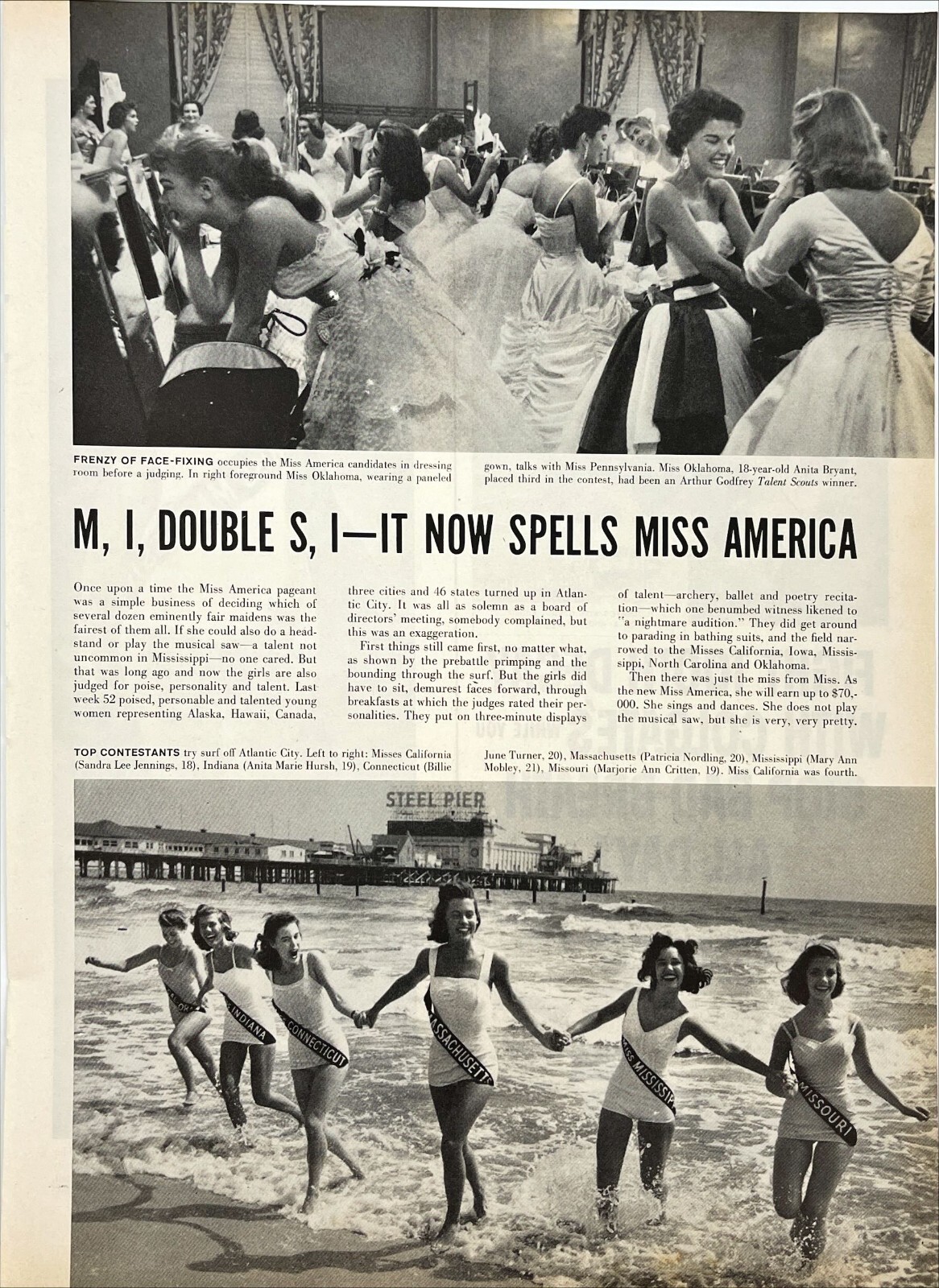 Miss America Girls Bathing Beauty Steel Pier Atlantic City Vtg Article ...