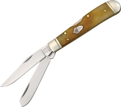 Rough Rider Lockback Trapper 3.88" 440 Tobacco Smooth Bone Folding ...