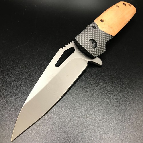8" Wood Super Knife Spring Assisted OPEN Blade Folding Hunting POCKET ...