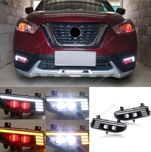 LED Front DRL Daytime Running Lights/ Turning Lights For Nissan Kicks ...
