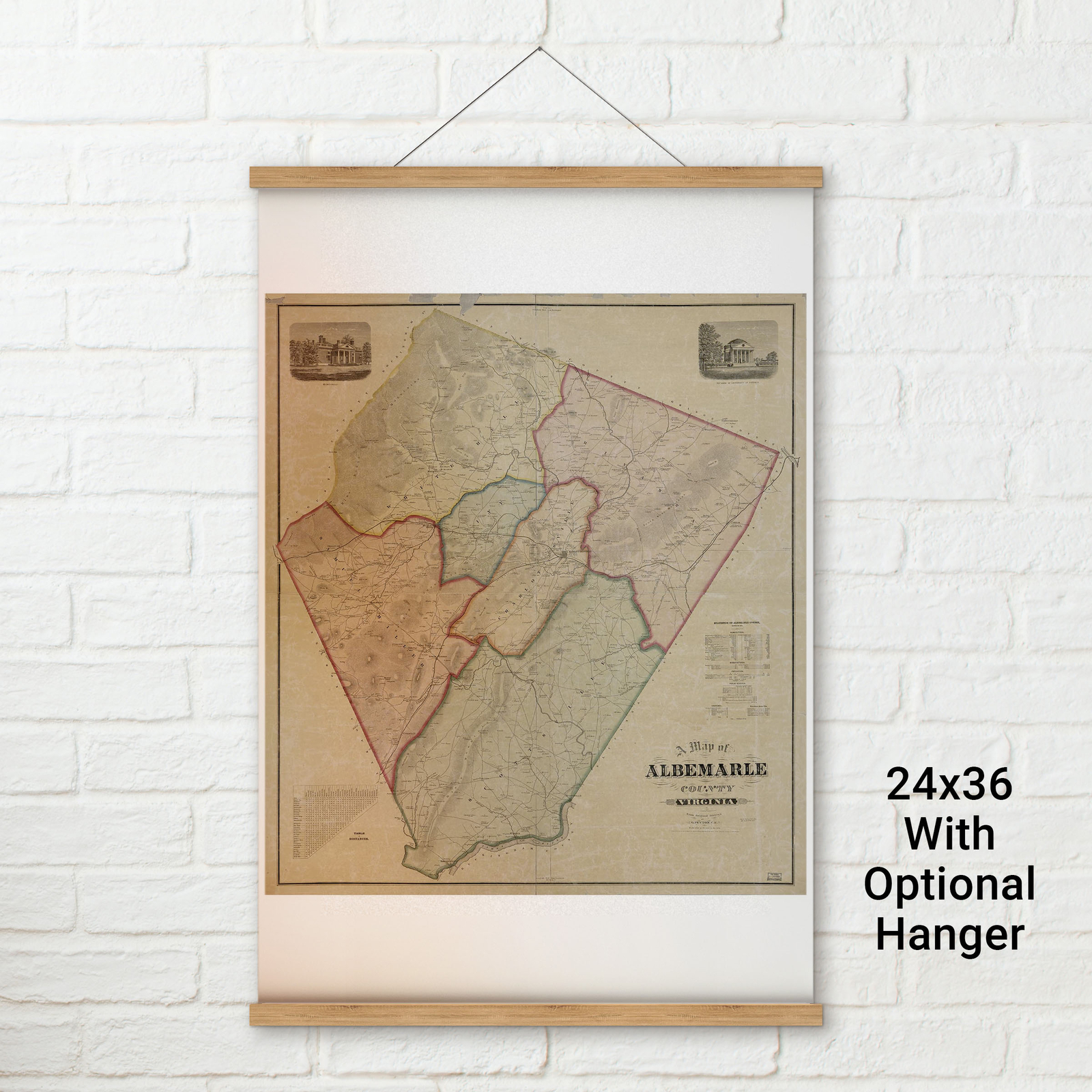 Map of Albemarle County, VA including Charlottesville; Antique Map ...