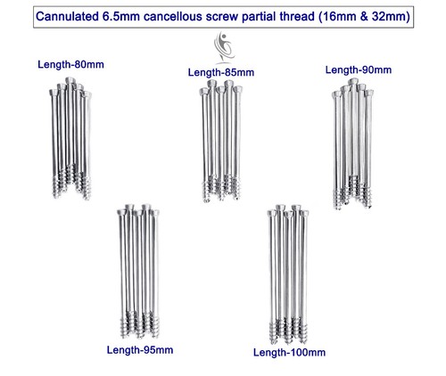 Cannulated 6.5mm cancellous screw partial thread (16mm & 32mm ...