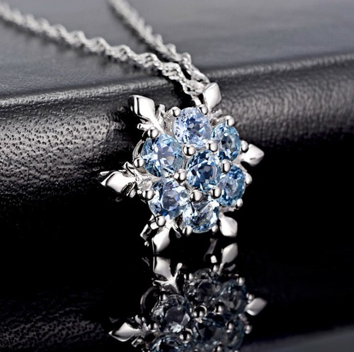 Wholesale Forzen Queen Elas Snowflake Blue Crystal Pendant Necklace ...